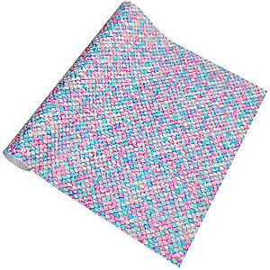 Greatdiy Sparkly Mermaid Chunky Glitter Faux Leather Roll 12 x 52 inch Shiny Synthetic Leatherette Fabric for Making DIY Bows Crafts (24008#16)