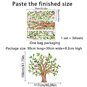 Runtoo Large Tree Wall Decals Green Plants Jungle Wall Stickers for Kids Room Classroom Nursery Bedroom Home Decor