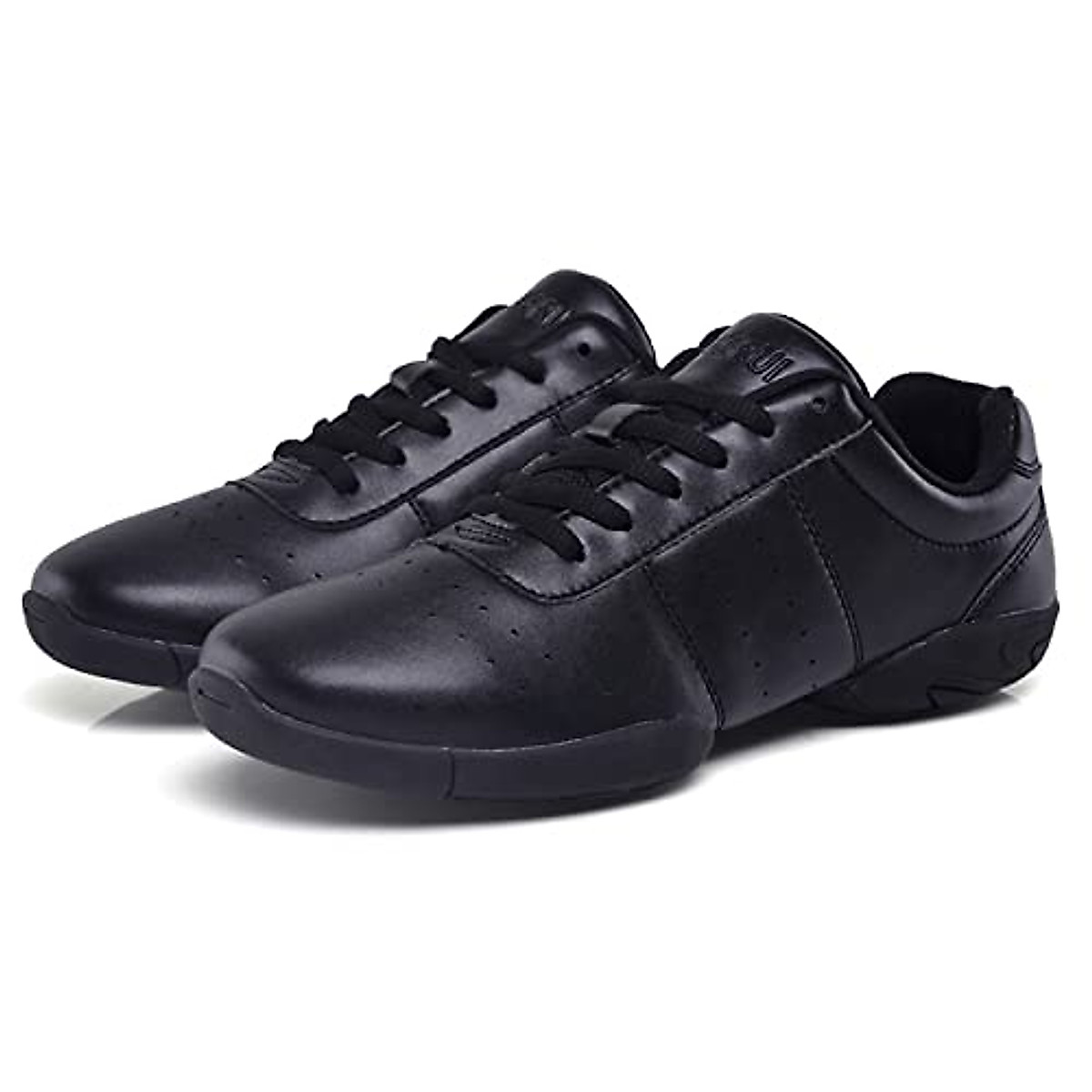 WUIWUIYU Boys Girls Women's Lace Up Aerobics Gymnastics School Cheerleading Dance Sport Shoes Training Sneakers Black Size 13.5