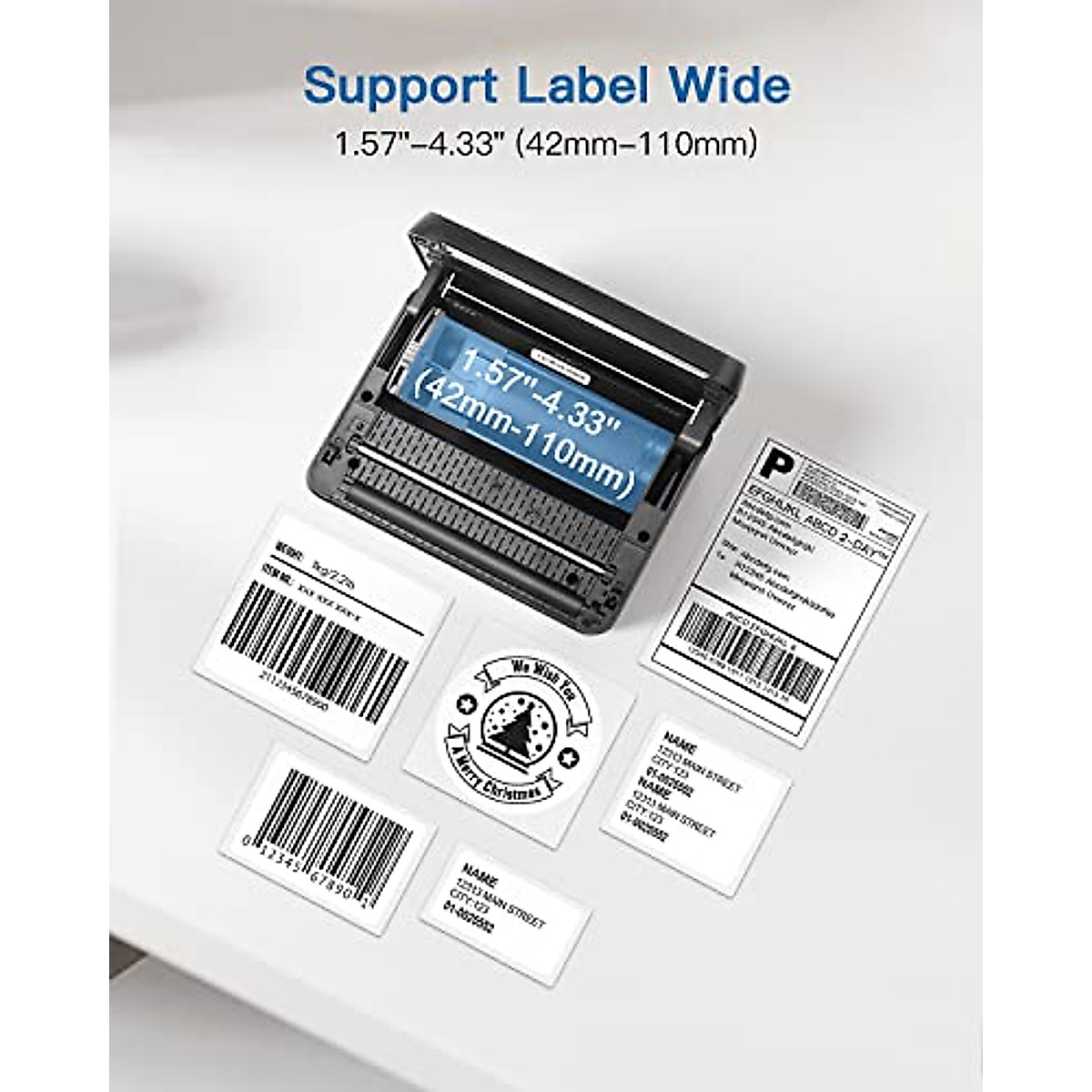 POLONO A400 Bluetooth Thermal Label Printer - 4x6 Label Printer for Small Business Shipping Packages - Portable Printer, Direct Thermal Shipping Labels 2Rolls (80 Labels/Roll)