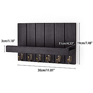 DLQuarts Key Holder for Wall Decorative Mail Holder Wall Mount Mail Organizer with 6 Key Hooks Key Hanger Wall Hooks, Black