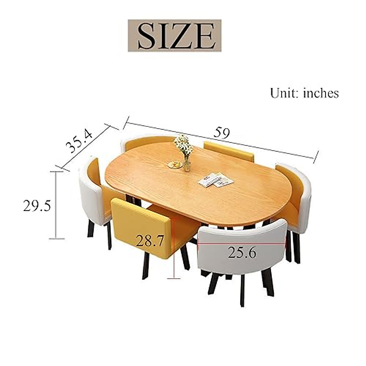 Dining table set,Table Sets for 6,7 Piece Kitchen Table and Chairs Set for 6 Person,dining room table,Suitable for living room,restaurant,cafe,leisure reception desk and chair combination ( Color : Ro