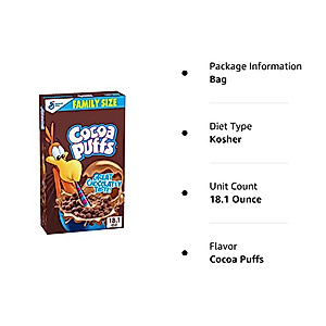 Cocoa Puffs, Chocolate Breakfast Cereal with Whole Grains, 18.1 oz