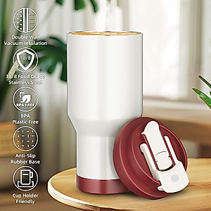 MURRICON 18 oz Stainless Steel Travel Coffee Mug,Vacuum Insulated Coffee Tumbler,Portable Coffee Cups with Lid and Straw,Red