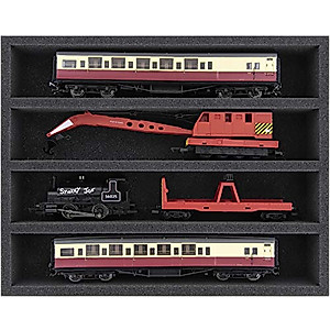 Feldherr Storage Box FSLB055 for Model Railway locomotives, Wagons and Vehicles - 4 Slots for H0 Gauge Horizontal, Amount:2 pcs.