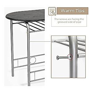VINGLI 3 Piece Dining Set,Small Kitchen Table Set for 2,Breakfast Table Set,Kitchen Wooden Table and 2 Chairs for Small Space/Dining Room/Apartment,Metal Frame,Wine Rack,Sliver&Black