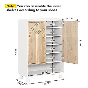 Tribesigns Shoe Storage Cabinet, 24 Pairs Organizer Cabinet with Door, White Freestanding Shoe Storage, 6 Tiers Modern Wood Shoe Rack for Entryway, Living Room (Fits Shoes up to Men's Size 16)