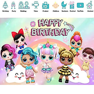 5X3FT Doll Toy Them Backdrop Happy Birthday Photo Photography Backdrops Dolls Girls Birthday Party Background Newborn Baby Shower Banner