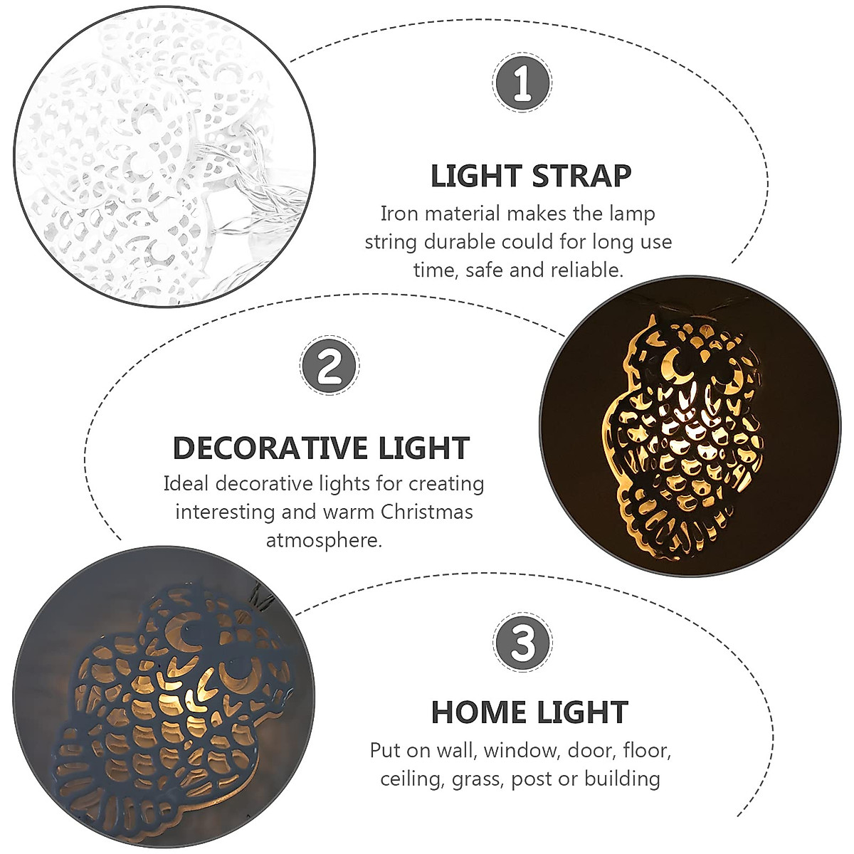 balacoo Owl String Lights Bird String Light with 10 LEDs Halloween String Light Christmas Decoration Lights for Home Garden Outdoor Yard