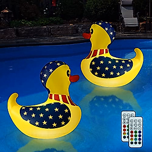 LOGUIDE Floating Pool Lights,16 Inch Colors Changing LED Inflatable Duck Float Lights Waterproof with 2 Pack Remote for Pond Pool Beach Garden Backyard, Decorative Night Light, Christmas Event Party
