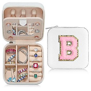 Parima Teen Girl Gifts Trendy Stuff for Girls, White Jewelry Box for Girl | Travel Must Have Jewelry Boxes for Teens | Birthday Gifts for Teen Girls | Graduation Travel Gifts - Letter B, White