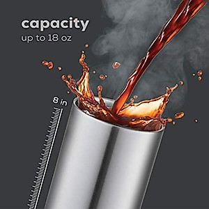 Insulated Skinny Stainless Steel Tumbler - 18oz Coffee Tumbler with Flip Top Lid - Travel Coffee Mug 100% Leak-Proof Lids - Slim Vacuum Insulated Tumblers Keeps Hot and Cold - Great for Home, Office