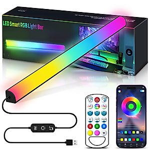 KANTUTOE Monitor Down Light Bar, RGB Screen Desk Light PC, Dimmable LED Dynamic Rainbow Effect, Adjustable Brightness, Speed and Music, Remote Control Color Change, for Game Room