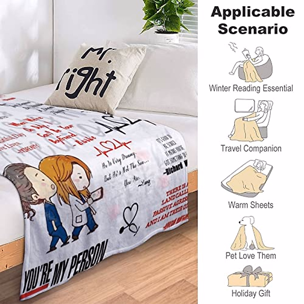 Fleece Throw Blanket Soft and Warm Flannel Plush Blanket Couch Sofa Bedding for Kids Adult 50" X40"