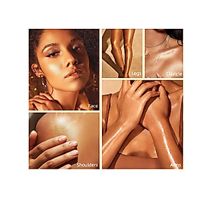 Glitter Powder Highlighter Makeup, Body Brightens the Natural Three-dimensional Face Blusher Patting Powder Highlighter. (01# White moonbeam)