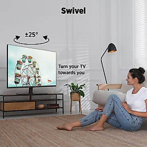 ProMounts Universal Swivel Table TOP TV Stand, Height-Adjustable Bracket for 37-72 Inch LED LCD OLED Plasma Flat and Curved TV Screens Holds Up to 99 lbs, Max VESA 600x400