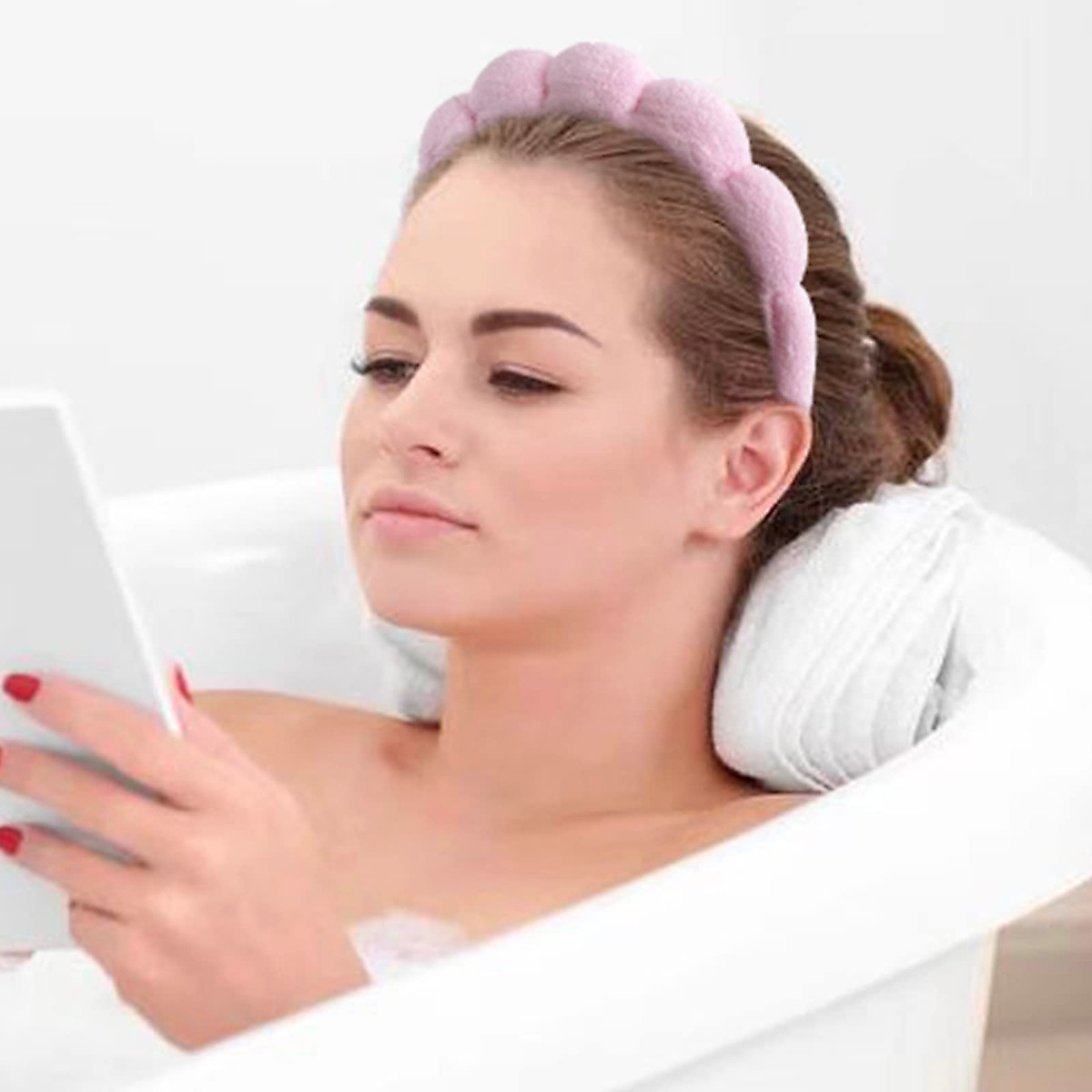 FRDTLUTHW Spa Headband for Washing Face, Terry Towel Cloth Fabric Hair Bands Makeup Head Bands for Women Girls(Pink&Blue, pack of 2)