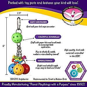 Super Bird Creations SB1093 Jingleberries Bird Toy, Small/Medium Bird Size, 6" x 2.5" x 2.5"