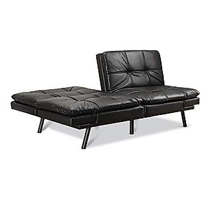 Mainstay Memory Foam Futon,Black PU (Black PU) (Black Leather)
