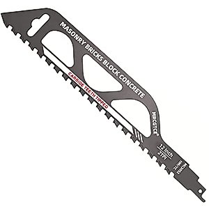 MRCGTCE 12-Inch Masonry Reciprocating Saw Blade, 2 TPI Tungsten Carbide Teeth Tipped Brick Cutting Recip Saw Blade, Demolition Saw Blade for Cutting Red Brick, Light Brick, Fiber Cement, Aerated Concrete, Porous Concrete, Cinder Block