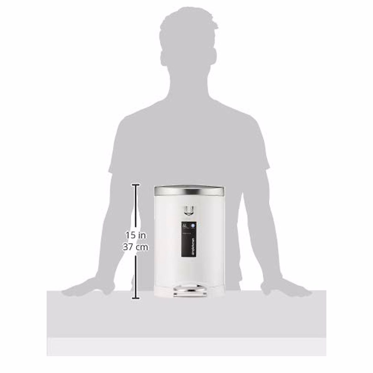 simplehuman 6 Liter / 1.6 Gallon Semi-Round Bathroom Step Trash Can, White Steel
