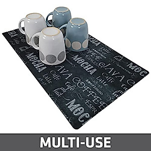 Drymate Coffee Maker Mat, (Coffee Station Bar Accessory) Protects Kitchen Countertops From Spills, Stains & Scratches, Absorbent, Waterproof, Washable (USA Made) (12” x 20”) (Java Chalkboard)