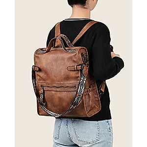 FADEON Womens Backpack Purse Designer Ladies Shoulder Bag Vegan Leather Large Travel Backpacks Purses for Women