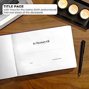 Skyline Funeral Guest Book for Memorial Service – in Loving Memory Guest Sign in Book for Funerals – 610 Entries, 10x7″ (Purple)