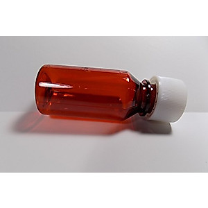 Graduated Ovals 1 Ounce Plastic Amber Medicine-Travel RX Bottles w/Caps-Perfect for Travel-Very Strong Sidewall and Secure-10 Pack-Pharmaceutical Grade Product