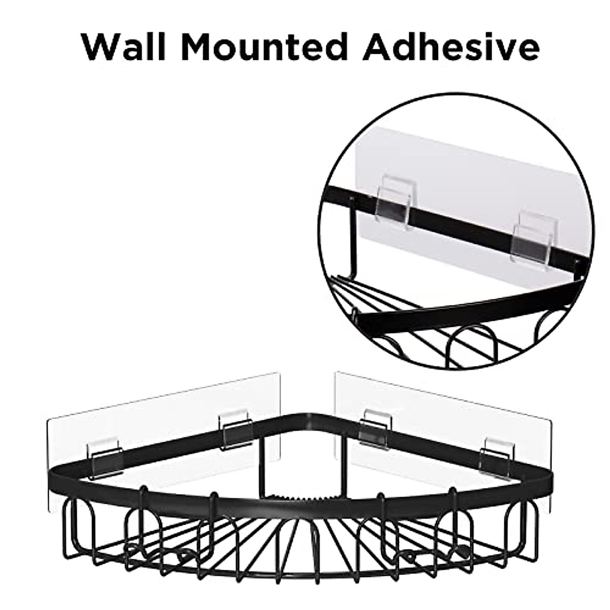 Carwiner 4-Pack Corner Shower Caddy Adhesive Replacement Strong Sticky Waterproof Wall Adhesives, Short adhesive tape with hooks, No Drilling Corner Shower Shelf Accessories