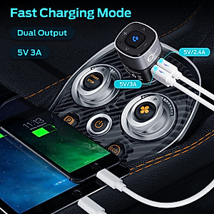 Esky Bluetooth Receiver for Car, 3.5mm Aux Bluetooth Car Adapter, Bluetooth 5.1 Wireless Car Audio Stereo Kits with Hands-Free Call, Dual USB Ports Car Charger