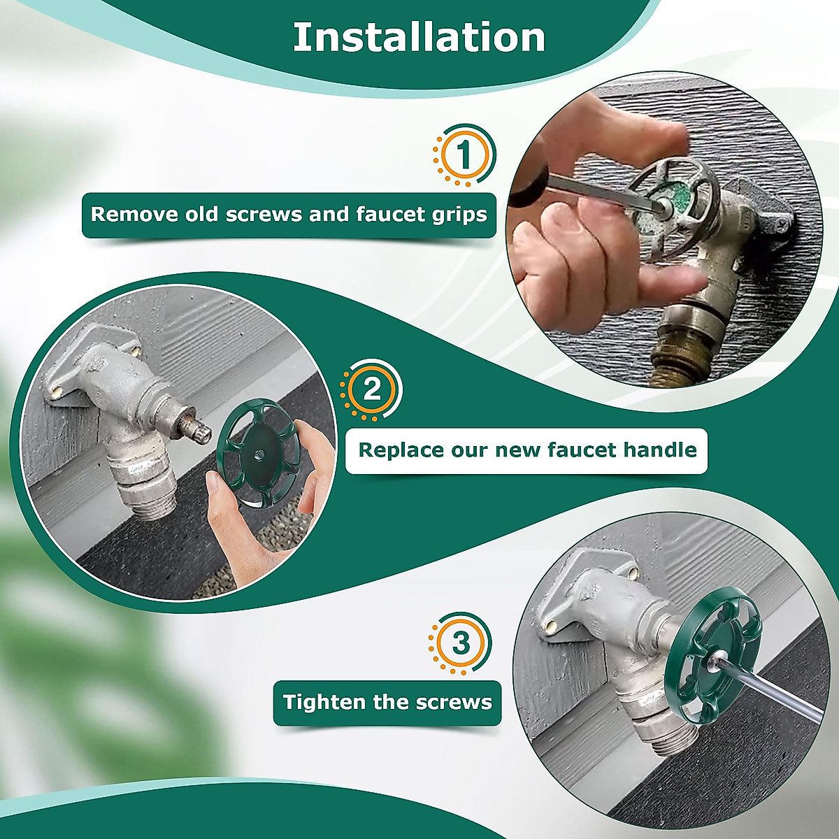 Dreyoo 2 Pack Outdoor Faucet Handles, Oval Spigot Handles Compatible with Arrowhead PK1290, 12 Point Faucet Knob for Outside Hose Bibb, Garden Valves and Frost Proof Wall Hydrants (Green)