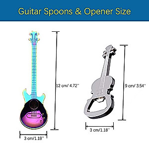 Guitar Spoons Coffee Teaspoon, ESRISE Musical Coffee Gifts for Men, Stainless Steel Cute Demitasse Tea Spoon (Multicolor)