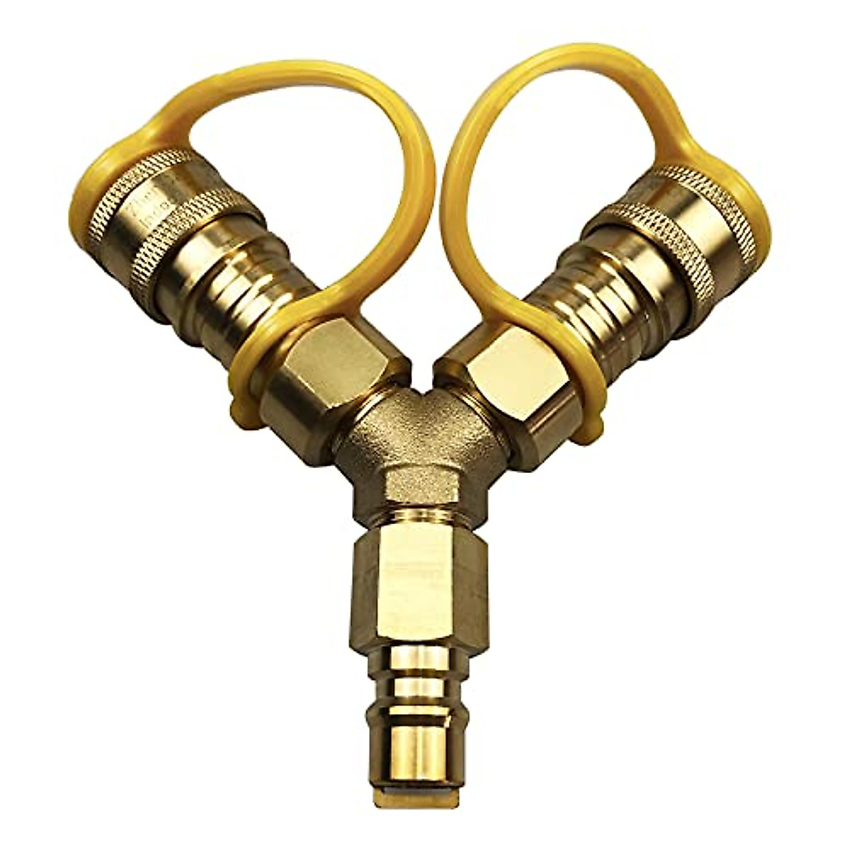 iRomehony 3/8 Inch Y-Splitter Natural Gas Quick Connect Adapter Replacement for Weber Natural Gas Grill,Generator,Patio Heater,Pizza Oven, Patio Firepit,etc