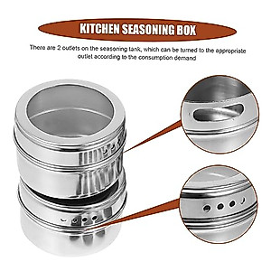 INOOMP 4pcs Stainless Steel Seasoning Jar Dispenser Container Magnetic Container Metal Container Metal Seasoning Shakers Rub Container Tins Stainless Steel Shaker Pepper Shakers Sugar Jar