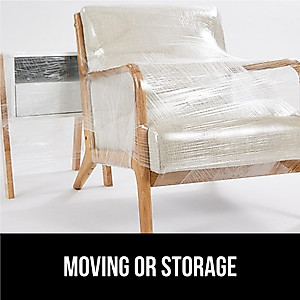 Gorilla Grip 500% Stretch Film Heavy Duty Plastic, 1200ft Shrink Wrap Roll 17" Puncture Resistant, Industrial Strength for Shipping, Pallet Storing, Moving, Packing Furniture Protection 1 Pack Clear