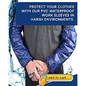 Truline (Pack of 12 Pairs) Blue Vinyl Arm Sleeve Waterproof Disposable PVC Oversleeves for Cooking, Painting, and Chemical Resistance - 18 Inches with Elastic Ends