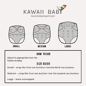 KaWaii Baby Reusable Cloth Diaper Bundle- 4 Printed Snap+8 Premium 5-Layer Diaper Inserts One Size Adjustable Newborn to Potty Trained Toddler, Lazy Fox