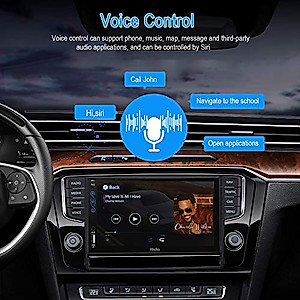 Hieha Car Stereo Compatible with Apple Carplay and Android Auto, 7 Inch Double Din Car Stereo with Bluetooth, Touch Screen Car Radios MP5 Player with A/V Input, Backup Camera, Mirror Link, SWC