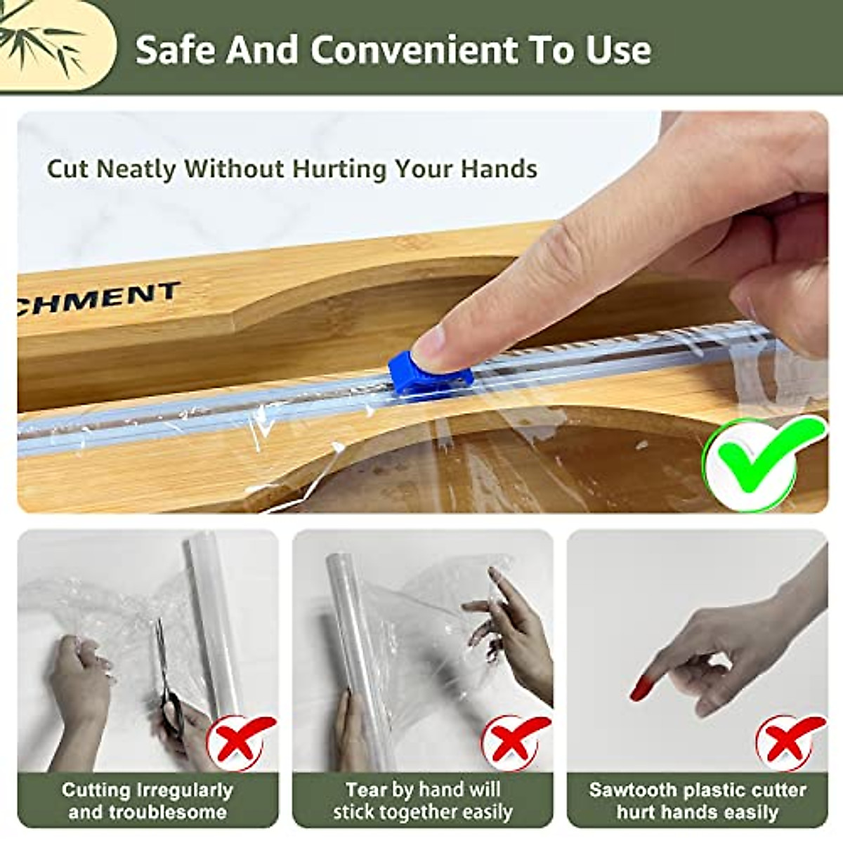 4 in 1 Foil and Plastic Wrap Organizer, WEIFA Wrap Dispenser with Cutter for Drawer and Kitchen Storage, Holder for 12" Roll Plastic Wrap, Aluminum Foil, Wax, Parchment.