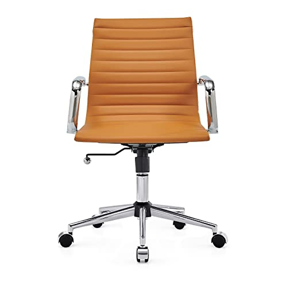 LUXMOD Mid Back Office Chair with Armrest, Terracotta Adjustable Swivel Chair in Durable Vegan Leather, Ergonomic Desk Chair for Extra Back & Lumbar Support, Modern Executive Chair…