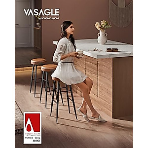 VASAGLE EKHO Collection - Bar Stools Set of 2, Bar Height Bar Stools, Kitchen Counter Stools, Mid-Century Modern Backless Counter Stools, 30-Inch Tall, Kitchen Island Home Bar, Caramel Brown