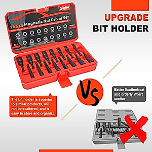 SENNMONN 16-Piece Magnetic Hex Nut Driver Set, Quick-Change 1/4" Hex Shank, Metric and SAE, Cr-V Steel, Nut Driver Set for Impact Drill