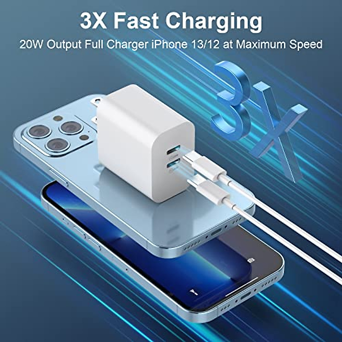 [MFi Certified] USB C iPhone 14 13 12 Fast Charger Block and 10FT Long iPhone Lightning Charging Cord Compatible for iPhone 14 Pro Max/14 Pro/14, 13/12/11 Pro Max, 13/12/11 Pro,iPad