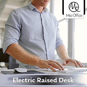 Generic Electric Standing Desk - Adjustable Height Desk with Laptop Stand, Sit Stand Desk, Riser Table (48 inch x 24 inch), Smoothly and Quietly Adjust from 27 to 45 inches, White Frame, Gray Desktop