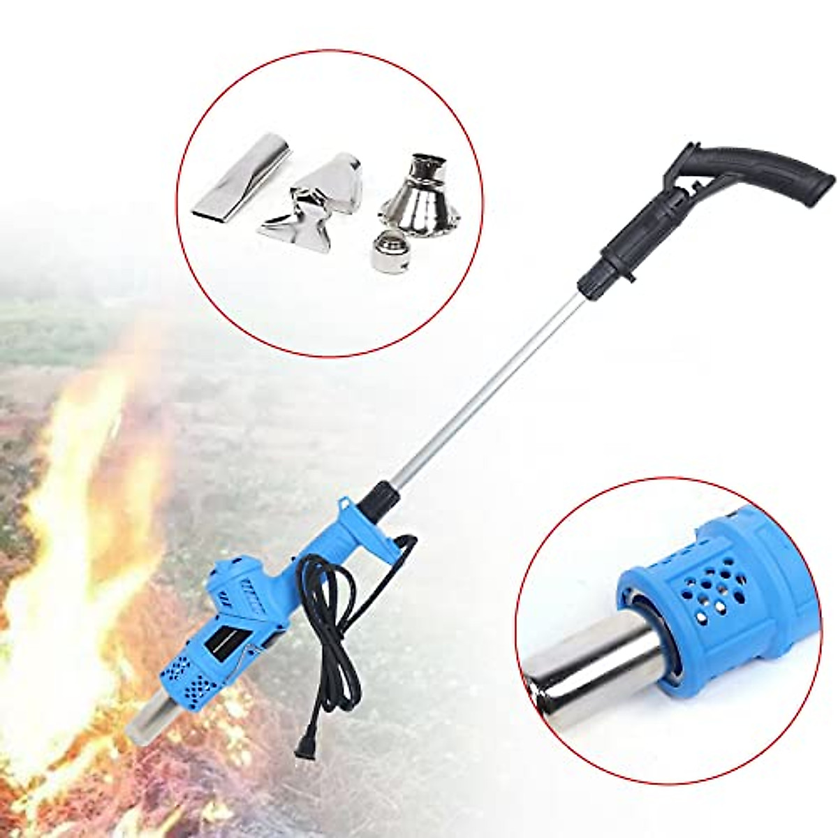 BJTDLLX Electric Weed Burner with 5 Nozzles, 2000W Compact Weed Burner Garden Hot Air Weed Killer Burner Heat G-un Strong Weed Killer Tool for Garden Weed Torch Maximum Temperature 650°C