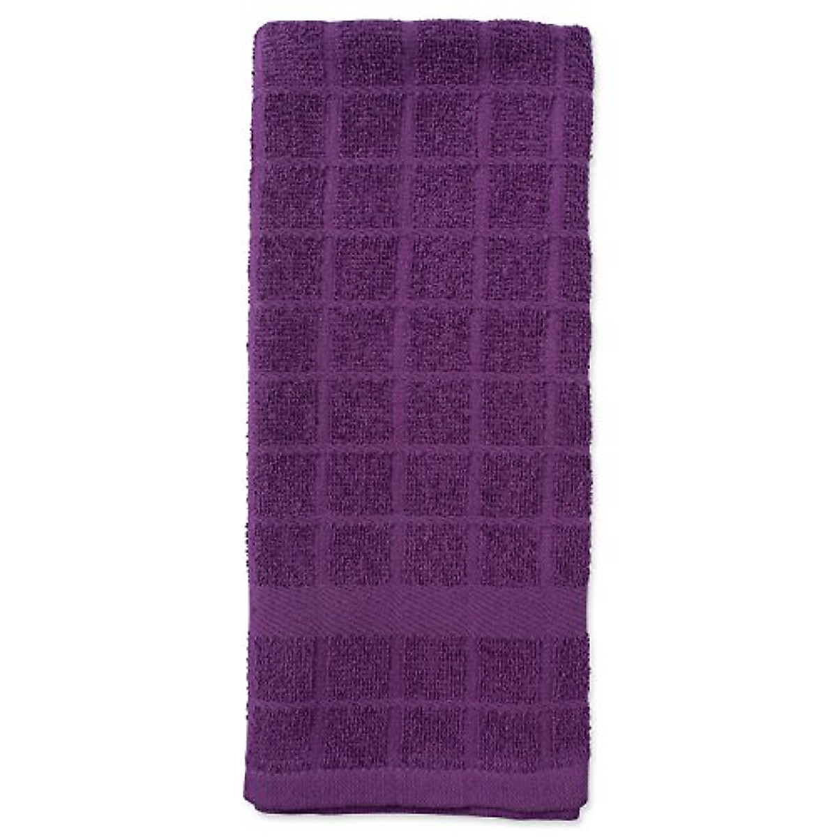 DII Basic Terry Collection Windowpane Dishtowel Set, 16x26, Eggplant Solid, 4 Piece