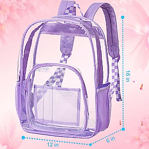 Clear Backpack for Women and Men, Heavy Duty PVC Backpacks, See Through Transparent Bookbag - Purple