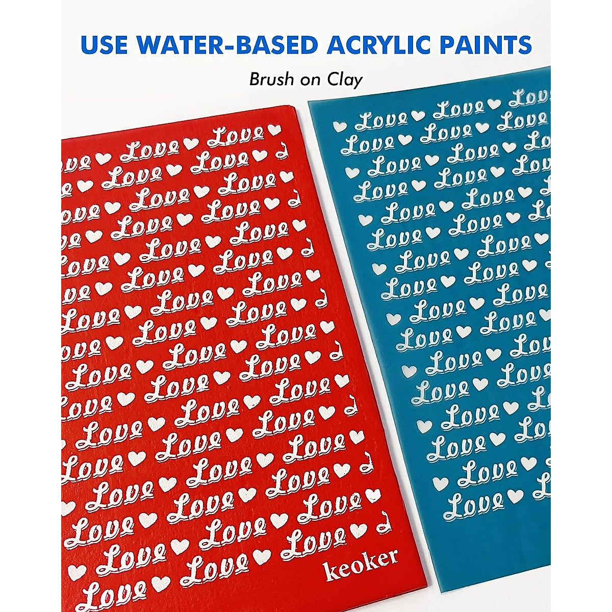 KEOKER Valentines Silk Screen Stencils for Polymer Clay, Valentines Silk Screen for Polymer Clay, 3PCS Valentine Silk Screen Polymer Clay, Heart Pattern Polymer Clay Stencil (Heart)