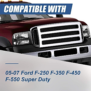 Auto Dynasty [Halogen Model Factory Style Headlights Assembly Compatible with Ford F250 F350 F450 F550 Super Duty 05-07, Driver and Passenger Side, Black Housing Clear Lens